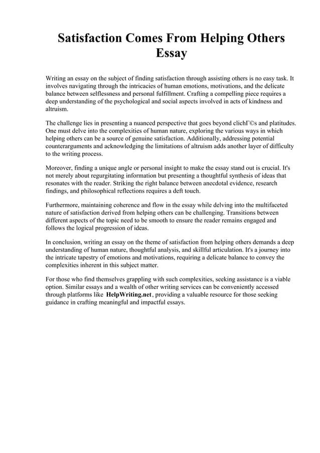 Satisfaction Comes From Helping Others Essay.pdf