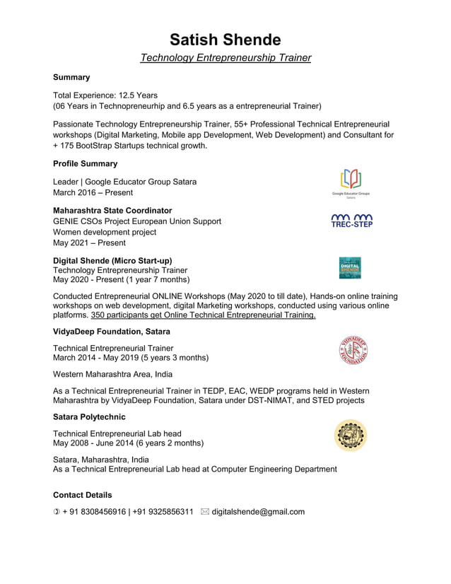 Satish Shende, Satara Profile | PDF
