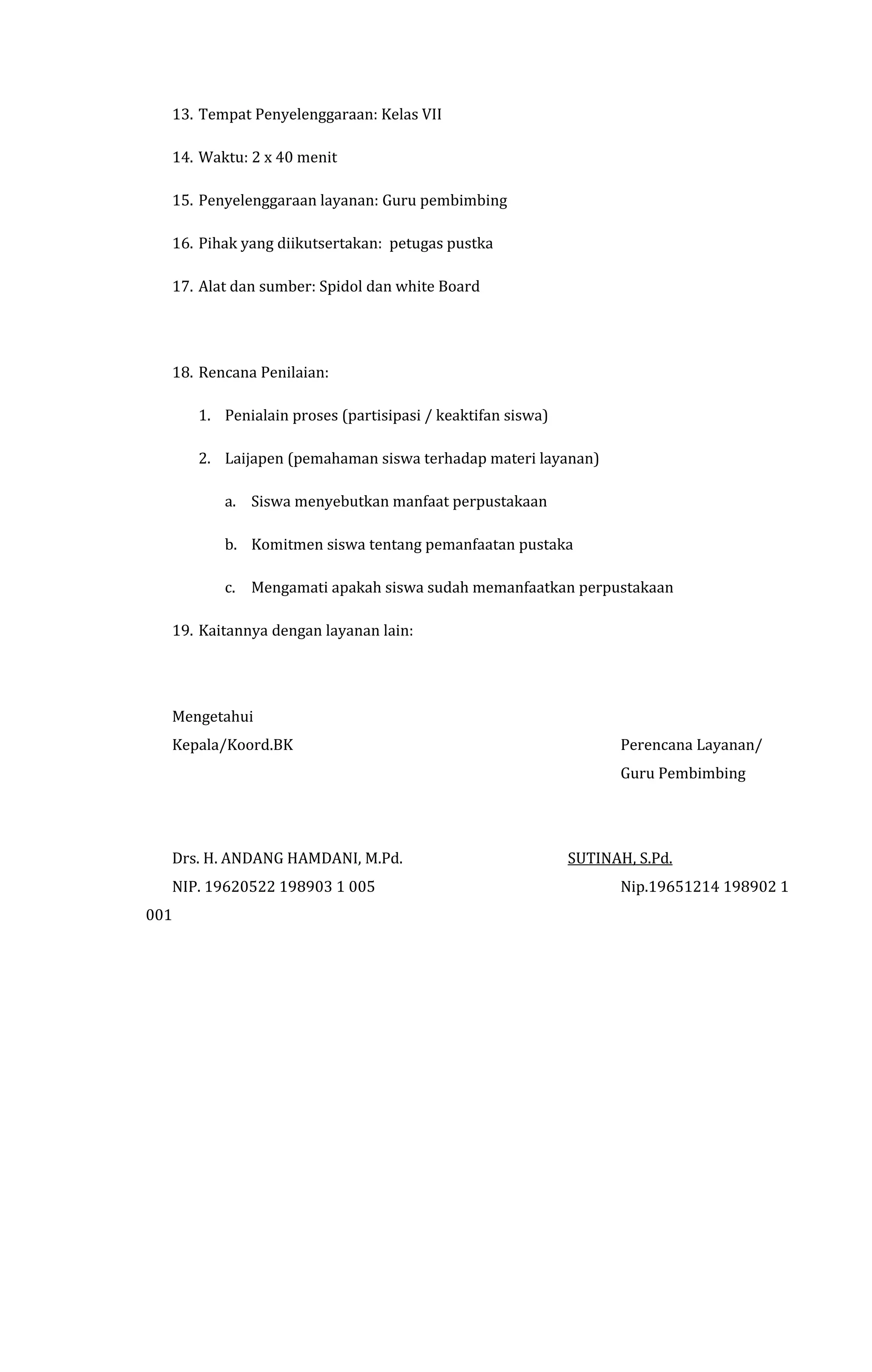 Satuan layanan bk kelas vii smp | PDF | Free Download