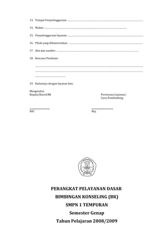 Satuan layanan bk kelas vii smp | DOC