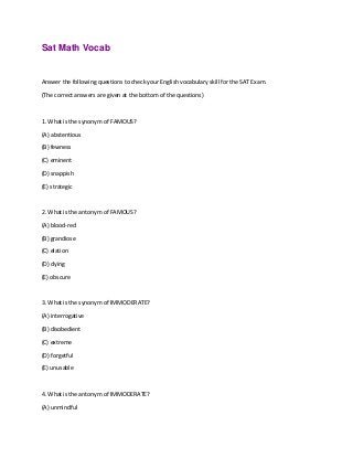 Sat Math Vocab | PDF