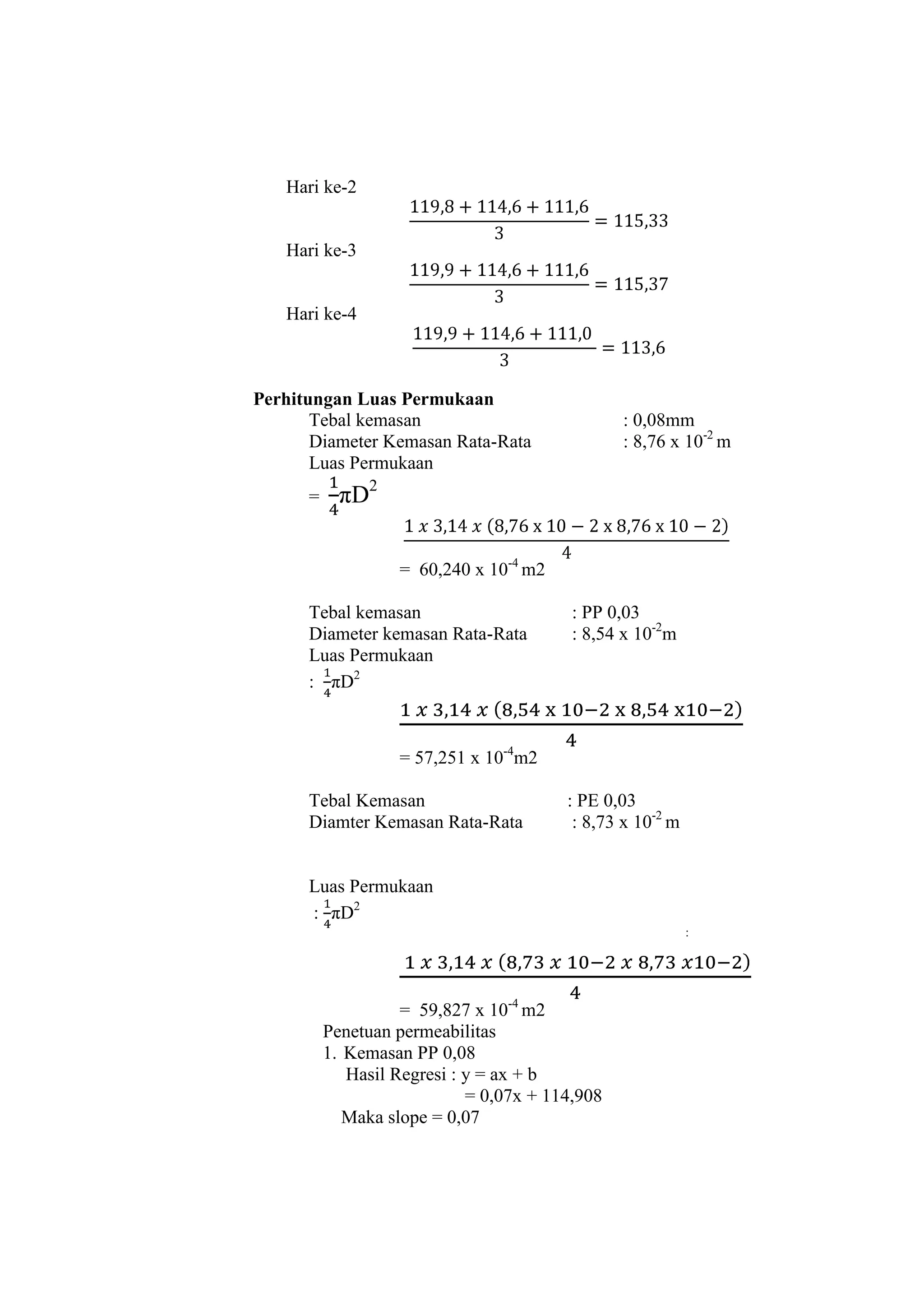 ITP UNS SEMESTER 2 Satop acara 4 Transfer Massa Uap Air Melewati Film Kemasan PE dan PP | DOCX