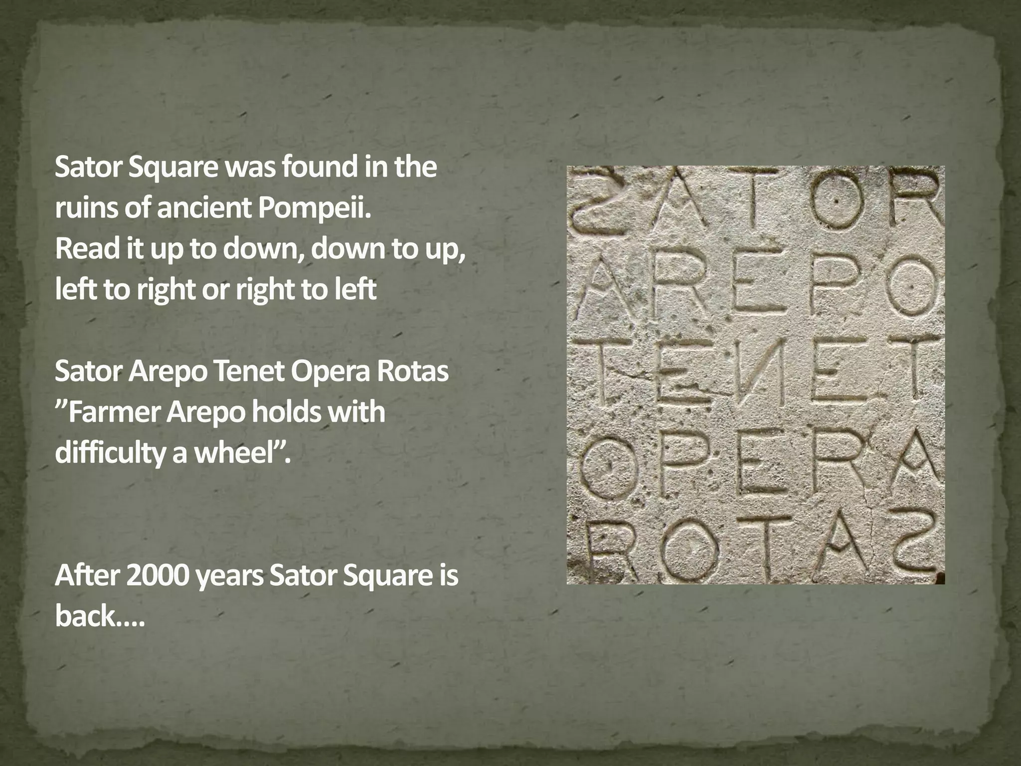 Sator square 2.0. | PPT