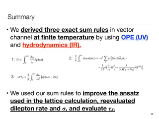 Exact Sum Rules for Vector Channel at Finite Temperature and its Applications in Lattice QCD ...