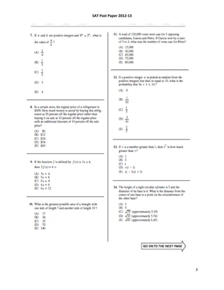 SAT past paper 2012 13 qp | PDF | Standardized Testing | Educational ...