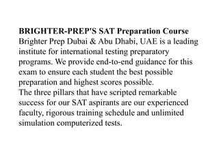 SAT Preparation Course in Dubai Sharajh & Abu Dhabi, UAE | PPT