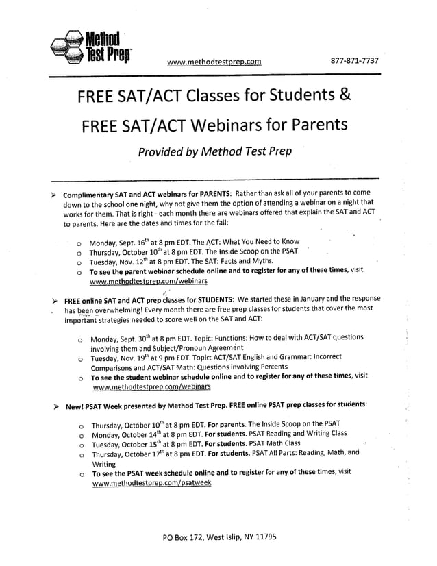 Ocean City High School SAT prep info | PDF