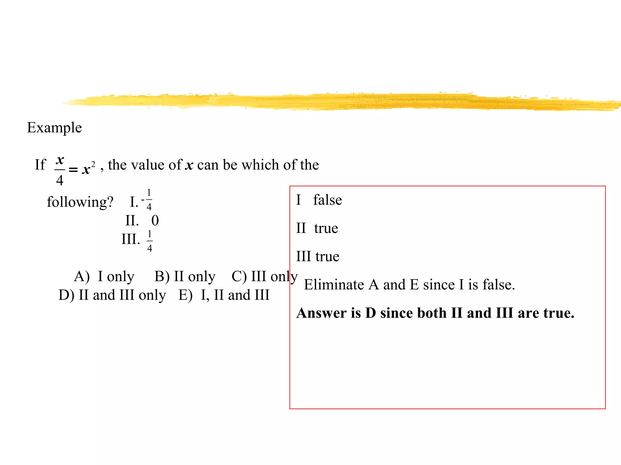 Sat questions with roman numeral answer format | PPT