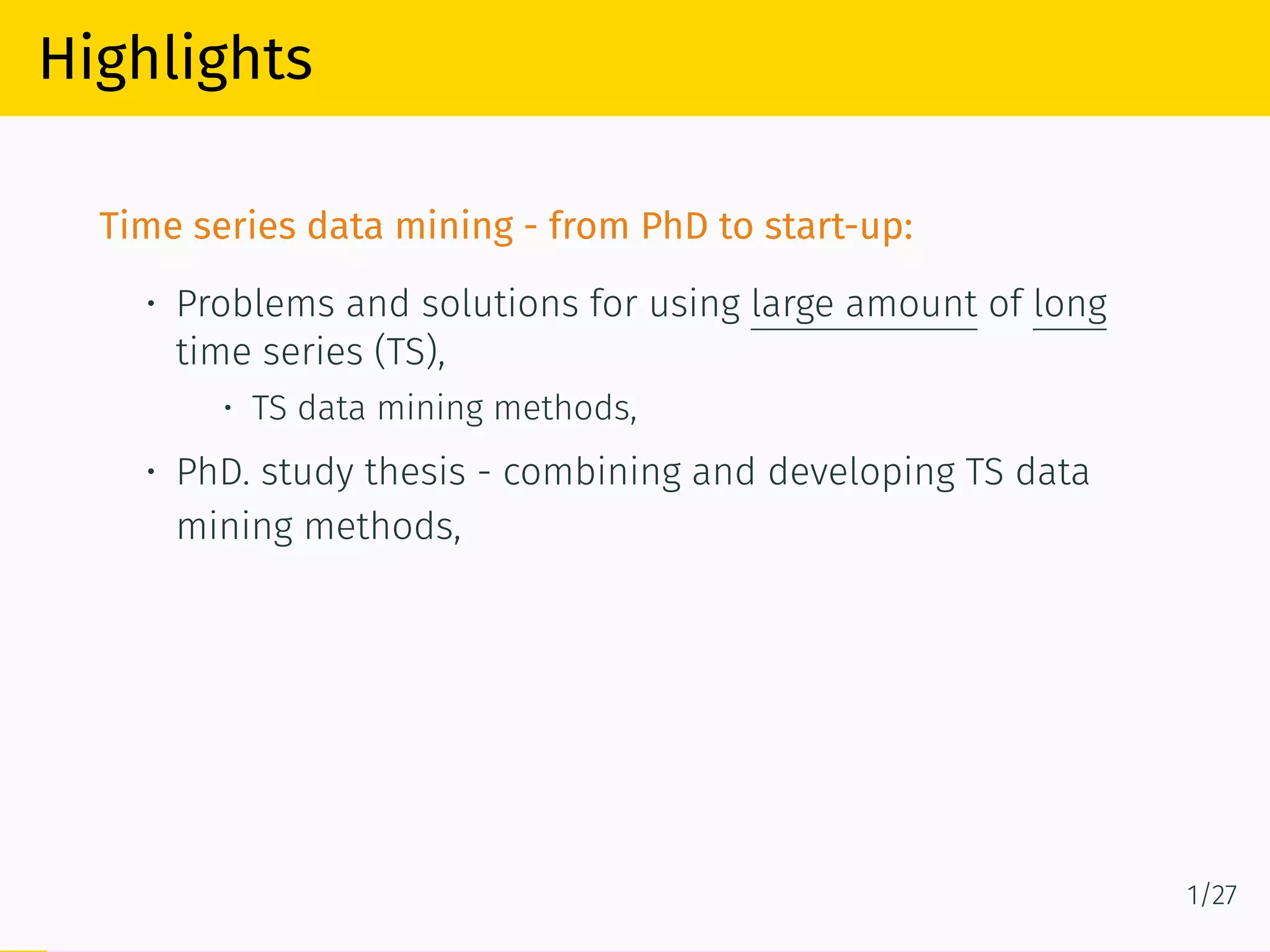 Time Series Data Mining - from PhD to Startup | PDF