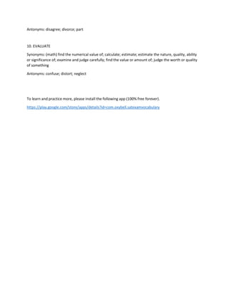 Sat Reading Vocabulary In Context | PDF