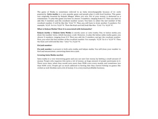 Satta matka,fix jodi number,satta matka tips,matka result | PPT