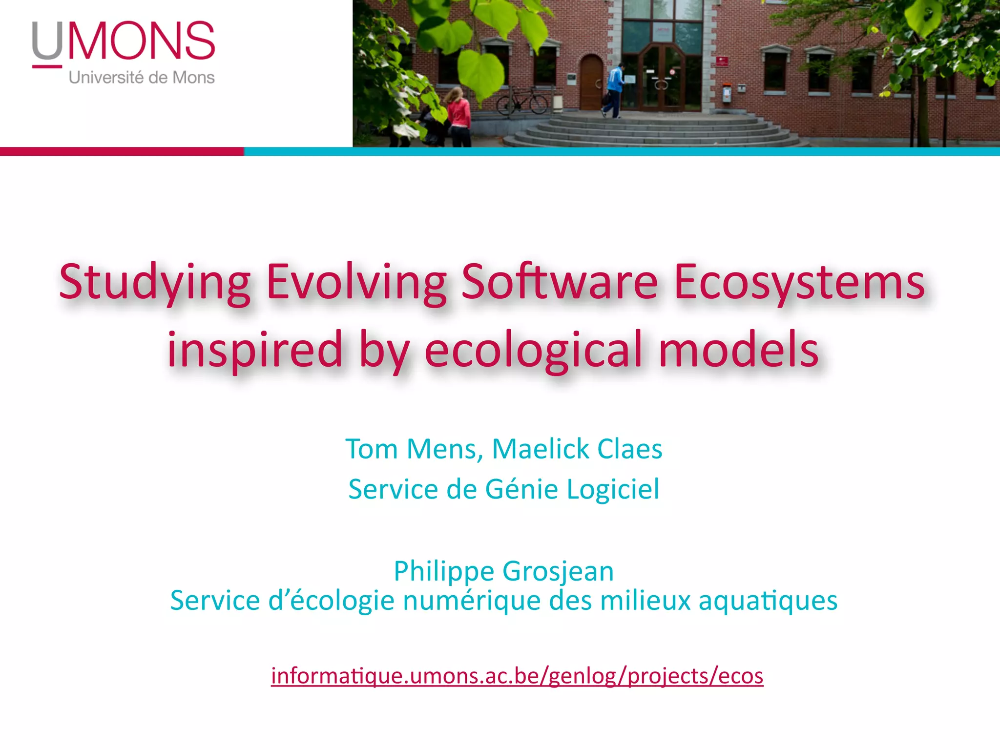 Studying Evolving Software Ecosystems Inspired by Ecological Models | PPT