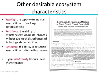 Studying Evolving Software Ecosystems Inspired by Ecological Models | PPT