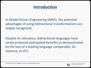 Uncertainty in Bidirectional Transformations | PPT