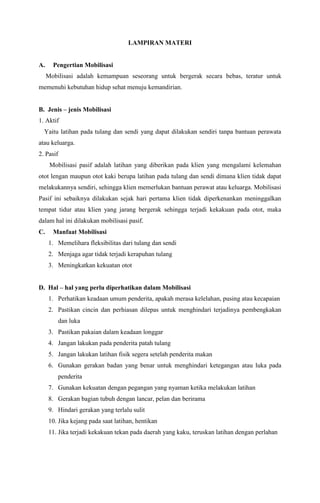 Satuan acara penyuluhan mobilisasi | DOCX