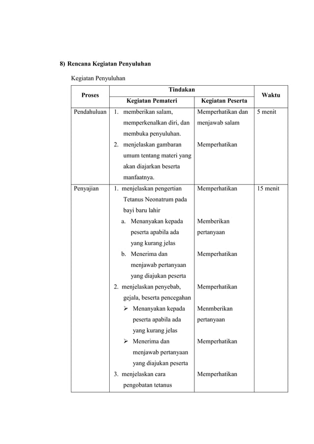 Satuan acara penyuluhan tetanus neonatrum | DOCX