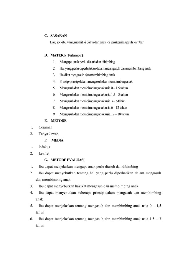 Satuan acara penyuluhan tumbung kembang anak | DOCX