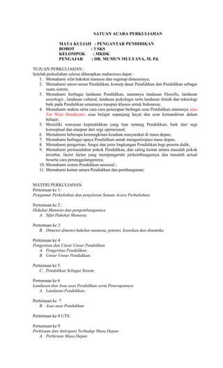 Satuan acara perkuliahan | PDF