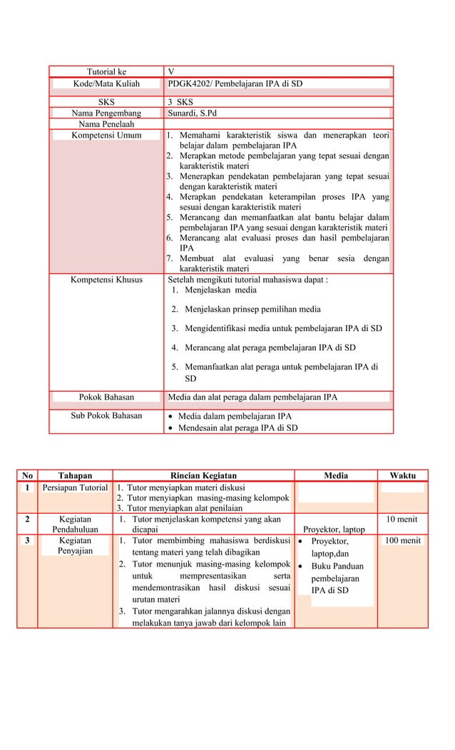 Satuan acara tutorial | DOC
