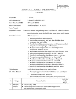 SAT EVALUASI PEMBELAJARAN DI SD | PDF