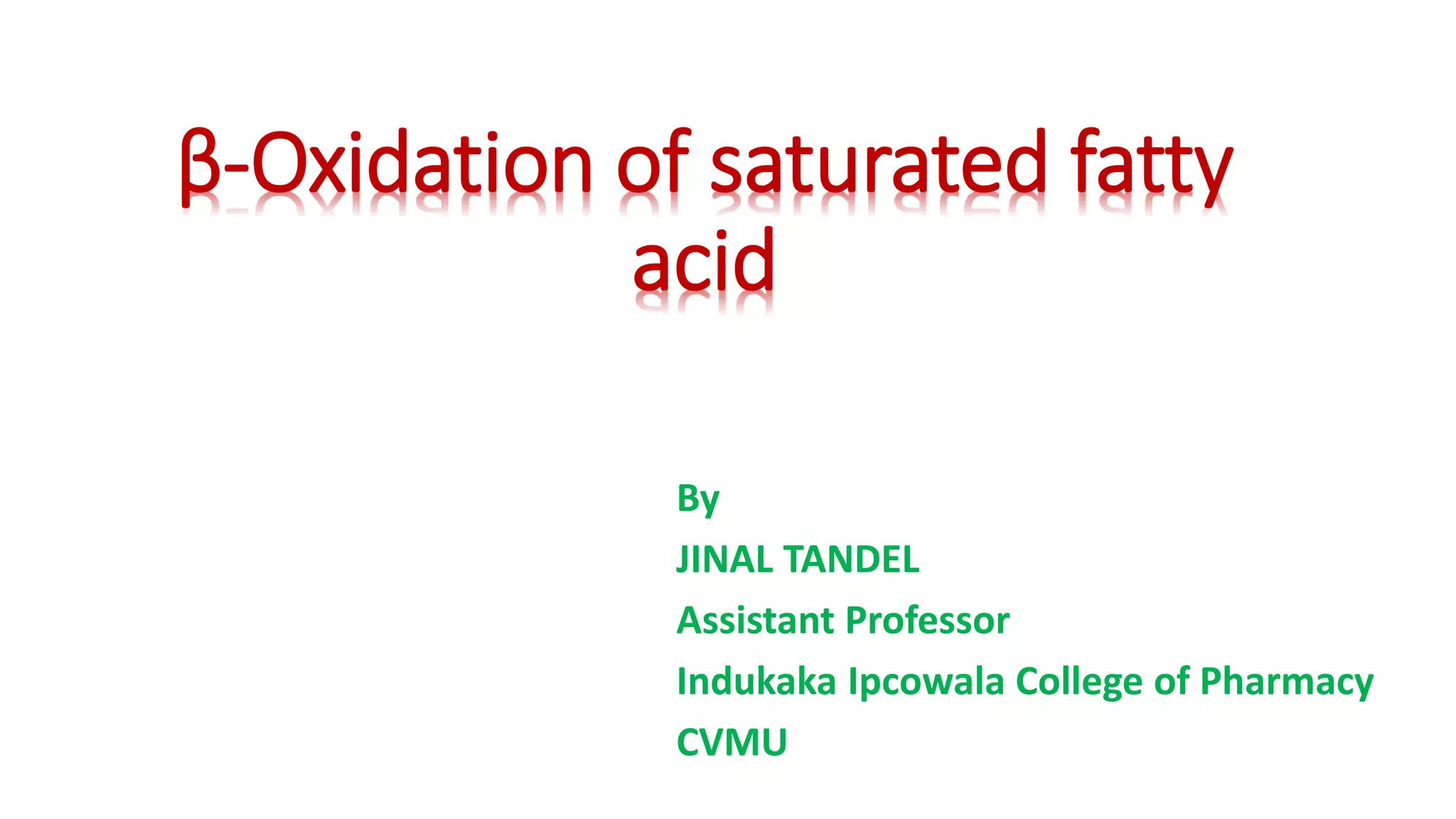 Saturated fatty acid β oxidation | PPTX | Chemistry | Science