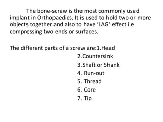 Anatomy of a bone screw, cortical screw vs cancellous screw, wood screw ...