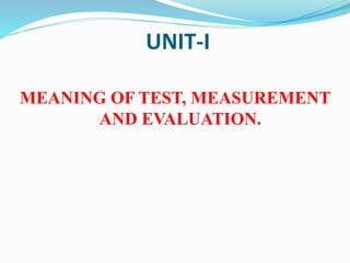 introduction to test measure and evaluation | PPTX