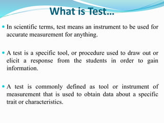 introduction to test measure and evaluation | PPTX
