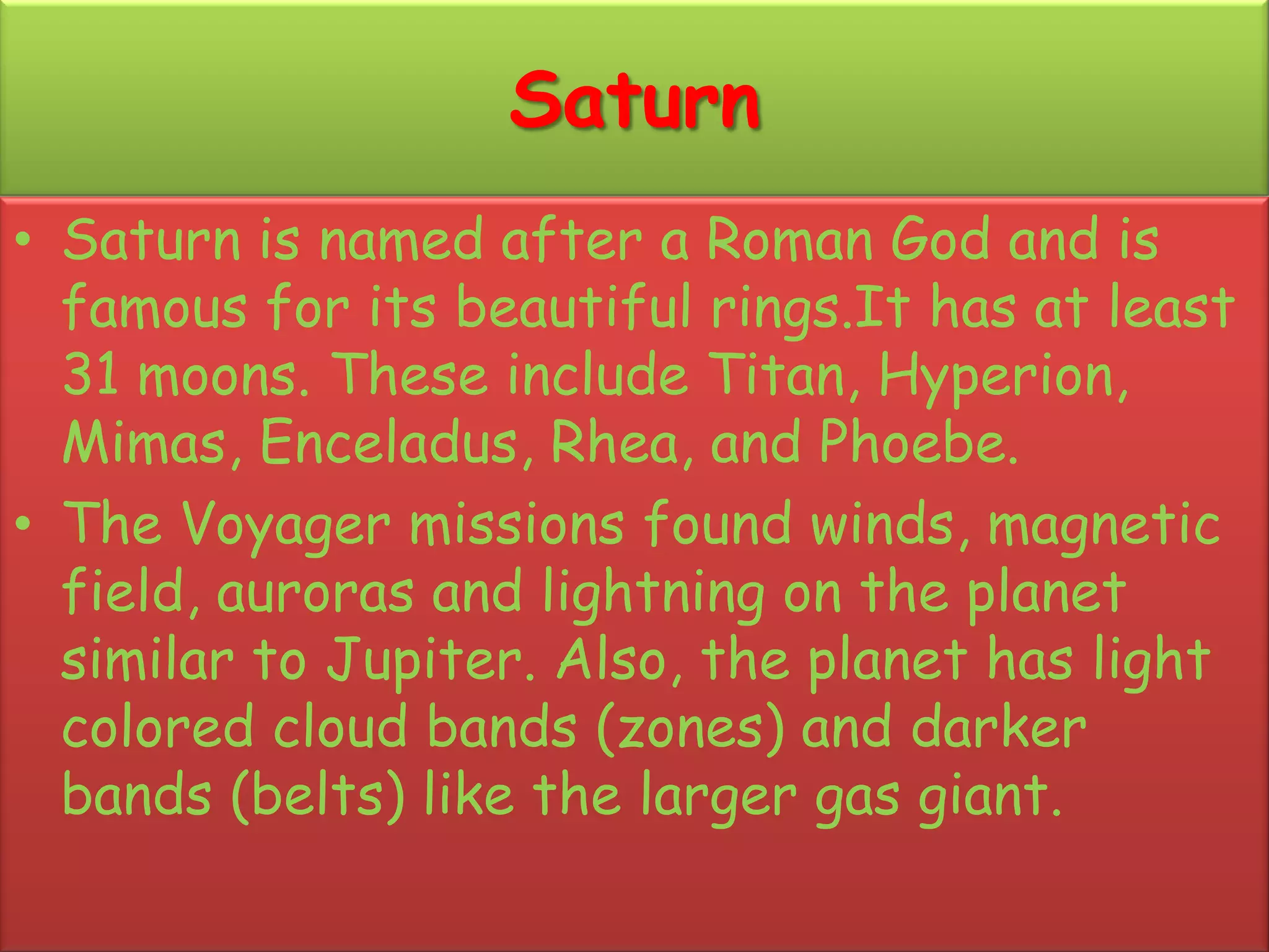 Saturn | PPTX | Space and Astronomy | Science