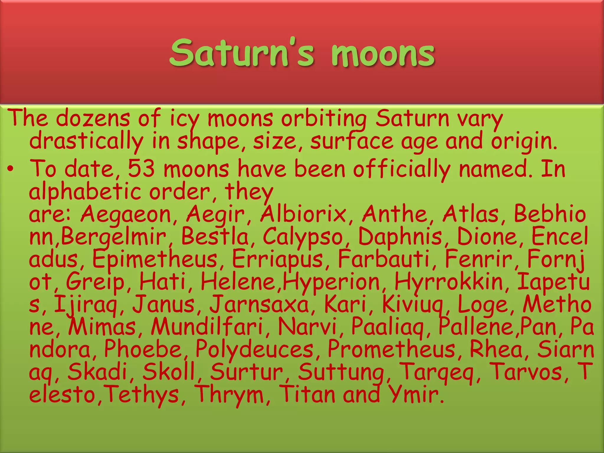 Saturn | PPTX | Space and Astronomy | Science