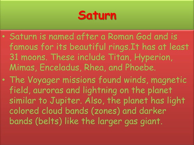 Saturn | PPTX | Space and Astronomy | Science