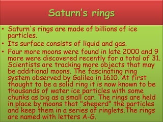 Saturn | PPTX | Space and Astronomy | Science