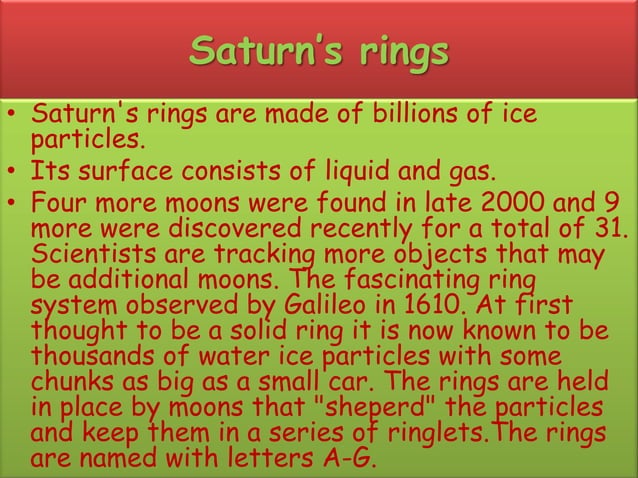 Saturn | PPTX | Space and Astronomy | Science