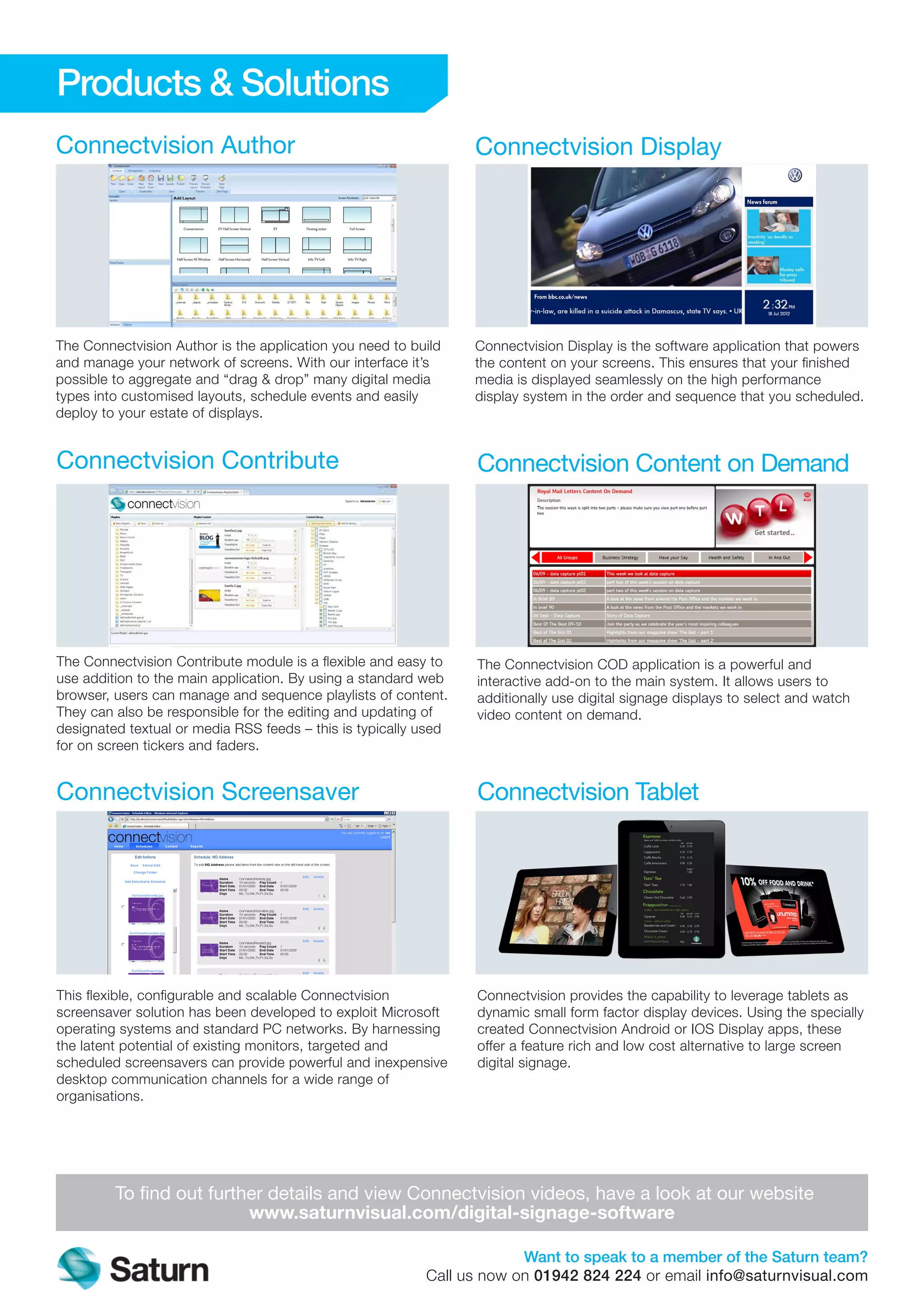 Saturn Digital Signage Software - Connectvision | PDF | Computer Software and Applications ...