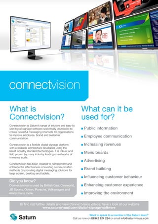 Saturn Digital Signage Software - Connectvision | PDF | Computer ...