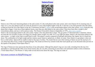 Saturn Essay | PPT