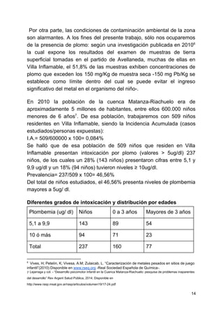 Saturnismo en niños de 0 a 6 años de Villa Inflamable, Avellaneda | PDF ...
