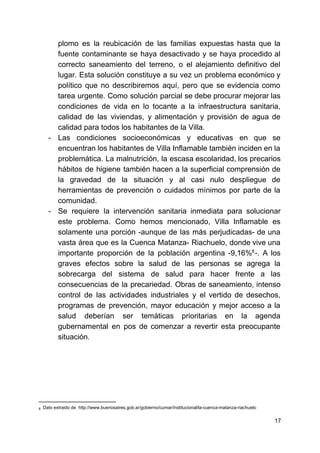 Saturnismo en niños de 0 a 6 años de Villa Inflamable, Avellaneda | PDF ...
