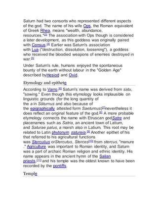 Saturn ( mythology ) . | PDF