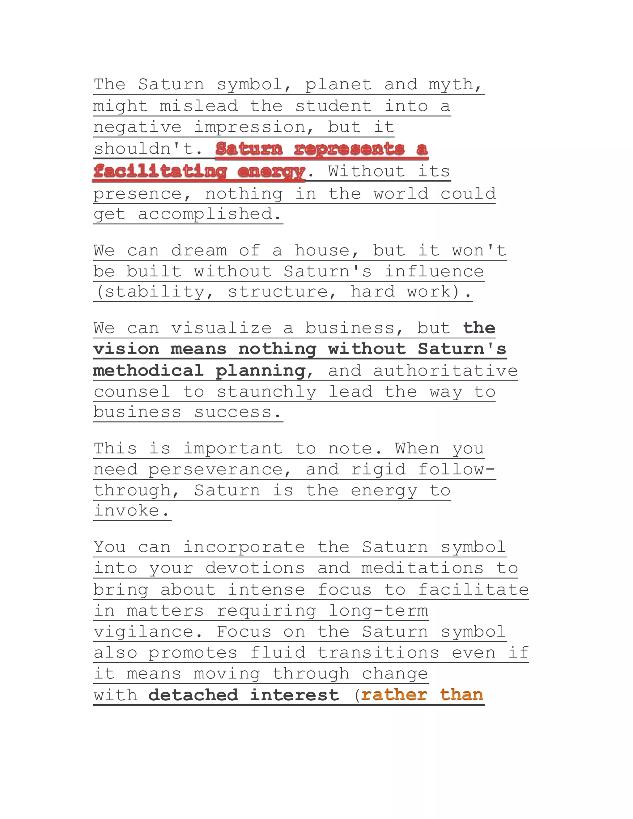 Saturn symbol meanings and symbolic details about saturn . | DOCX