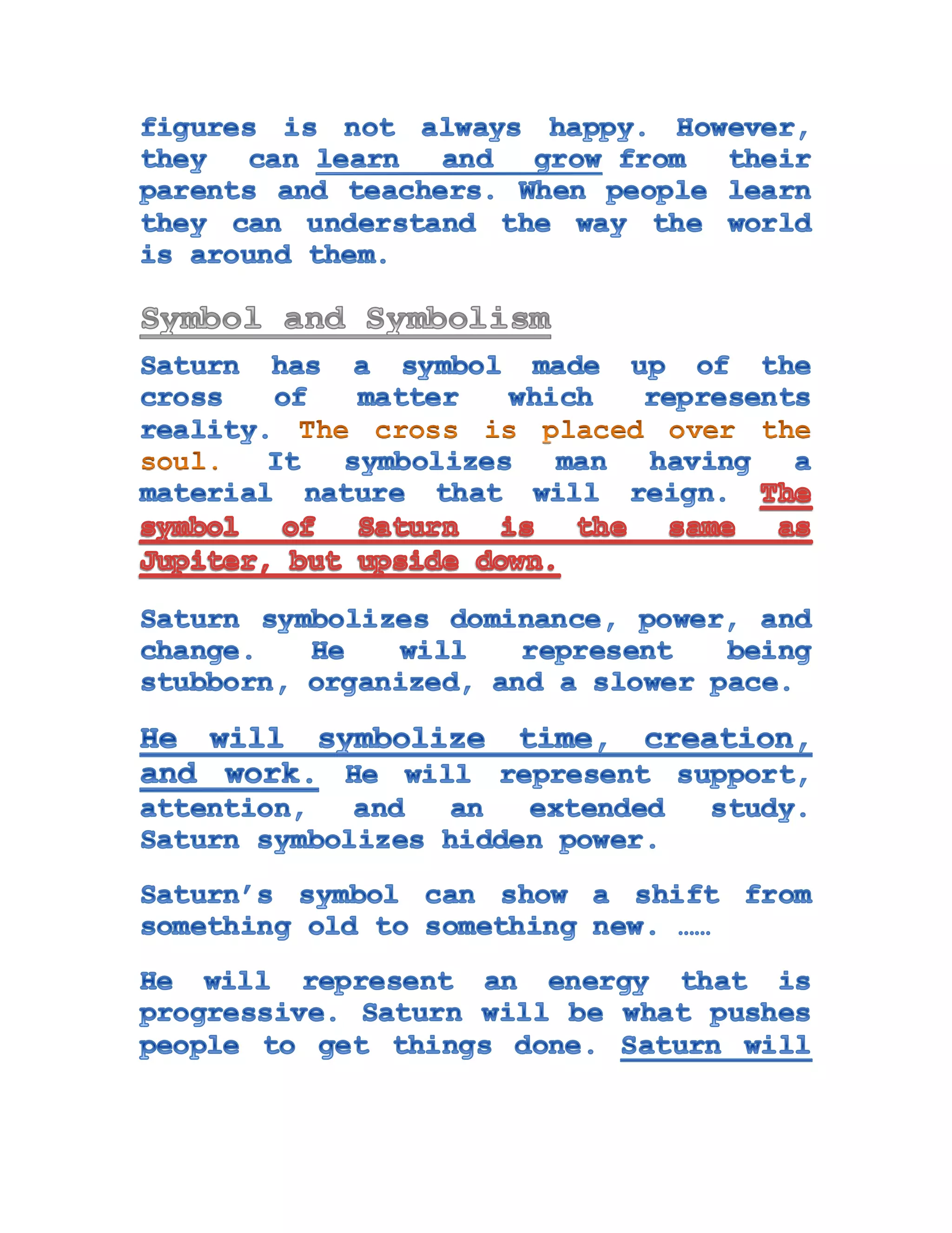 Saturn symbol meanings and symbolic details about saturn . | DOCX