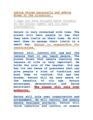 Saturn symbol meanings and symbolic details about saturn . | DOCX