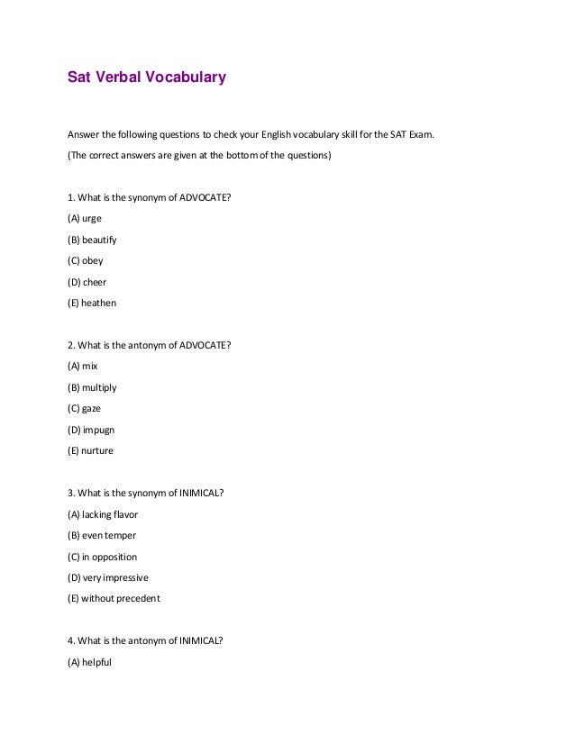 Sat Verbal Vocabulary | PDF