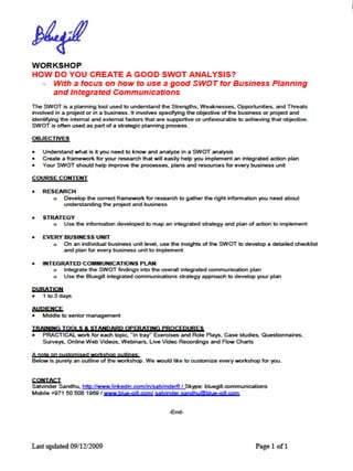 Satvinder Workshop Outlines | PDF