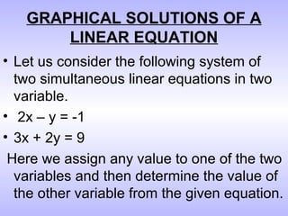 pairs of linear equation in two variable | PPT
