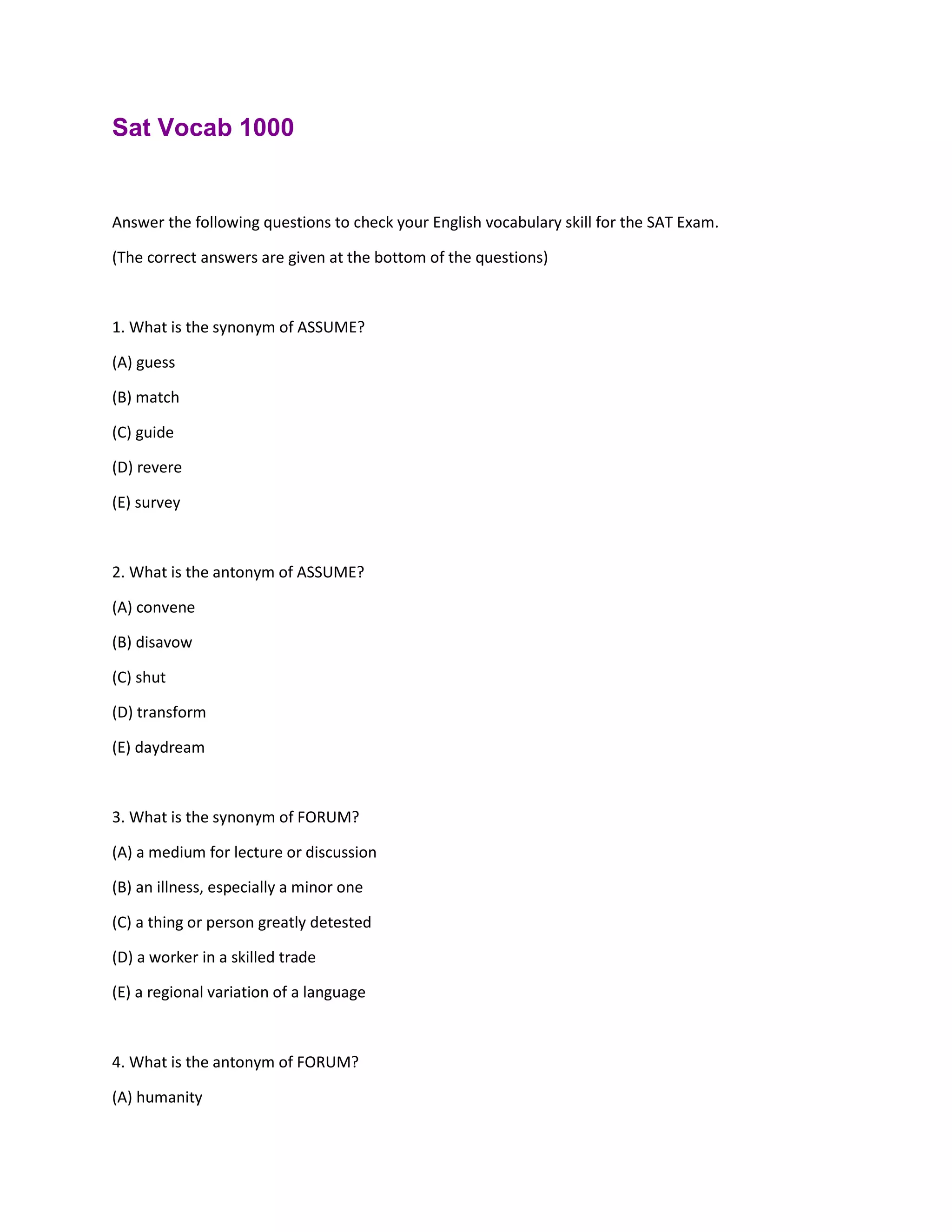 Sat Vocab 1000 | PDF