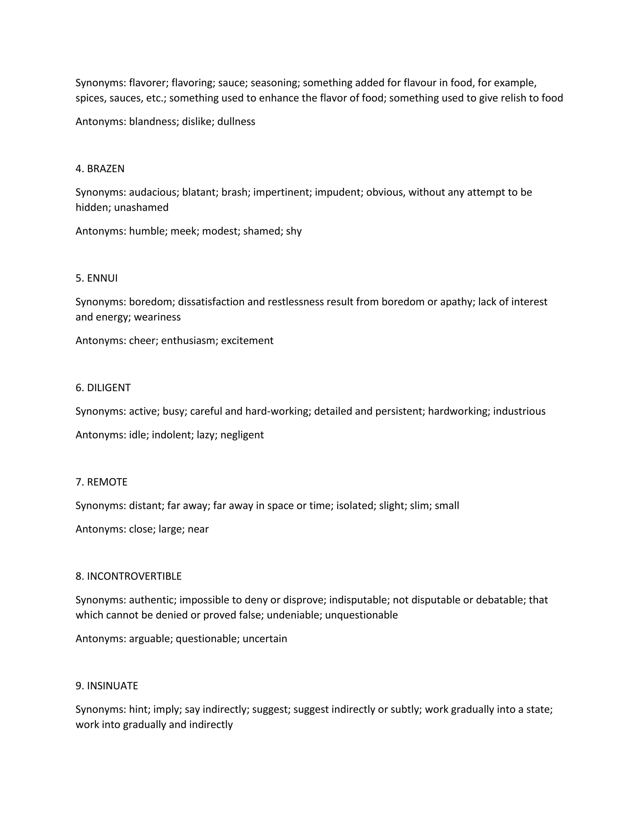 Sat Vocab Cards | PDF | Food & Drink