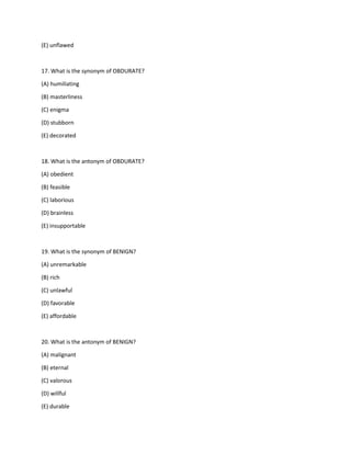 Sat Vocab Questions | PDF | Science