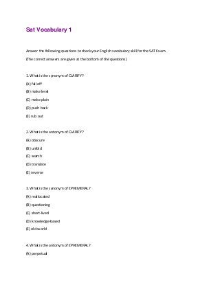 Sat Vocabulary 1 | PDF