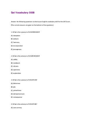 Sat Vocabulary 5000 | PDF